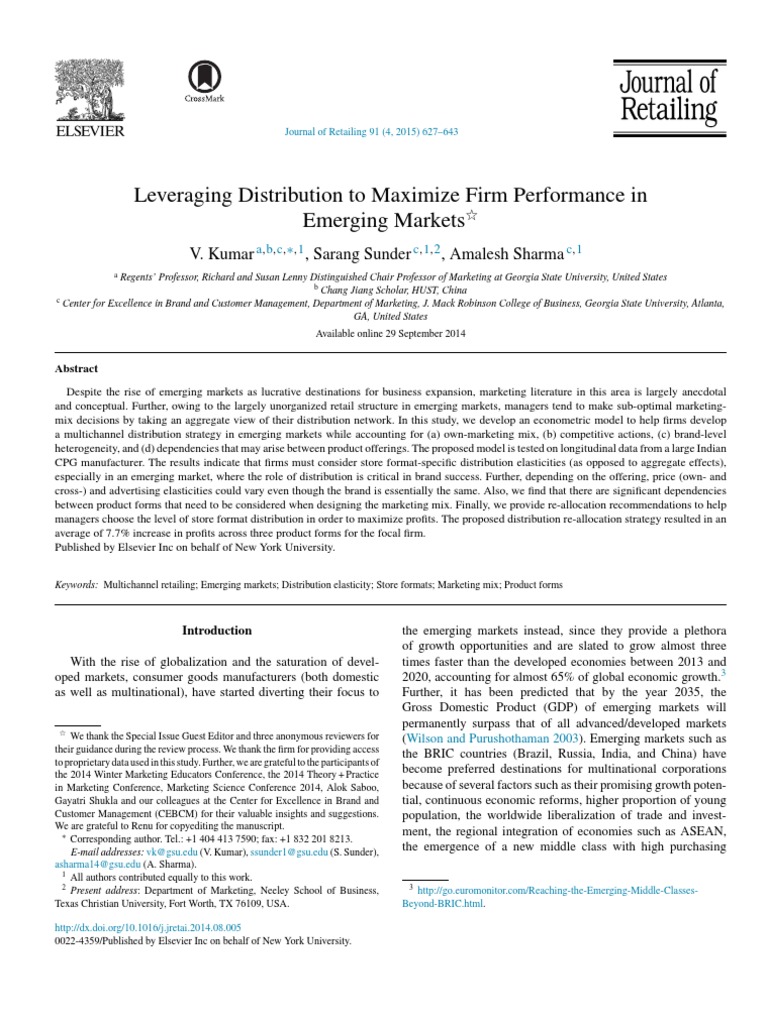 Optimizing Distribution in Emerging Markets | PDF | Retail | Marketing