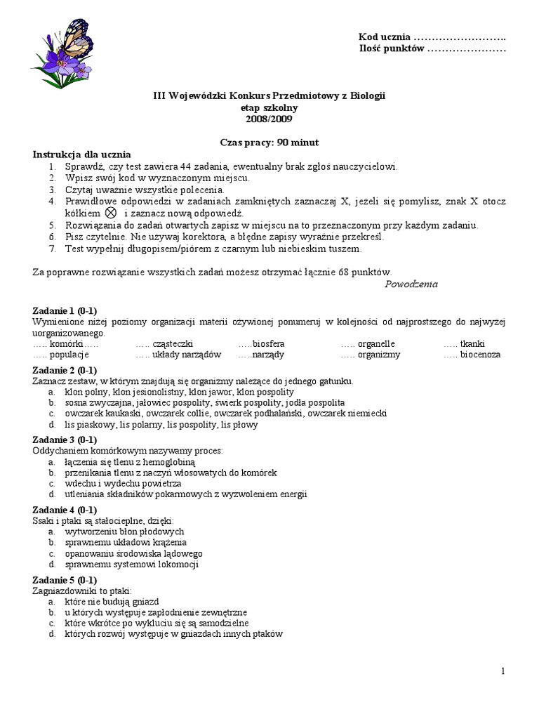 Etap Szkolny 2009 | PDF