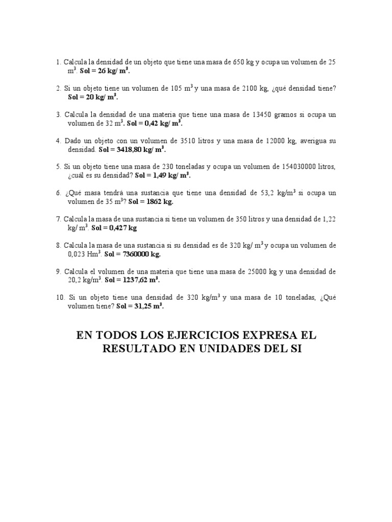 Hoja De Trabajo Para Calcular La Densidad Kit De Densidad Gravedad