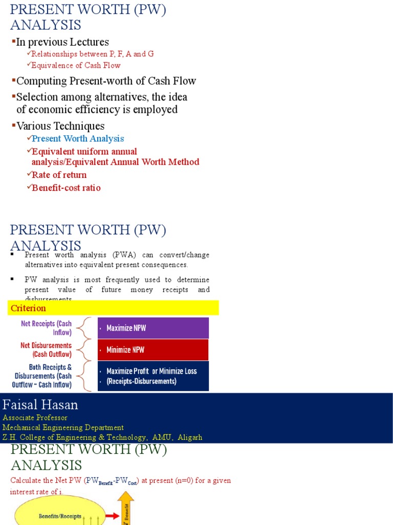 Present Worth Analysis - Equal Lives - F | PDF