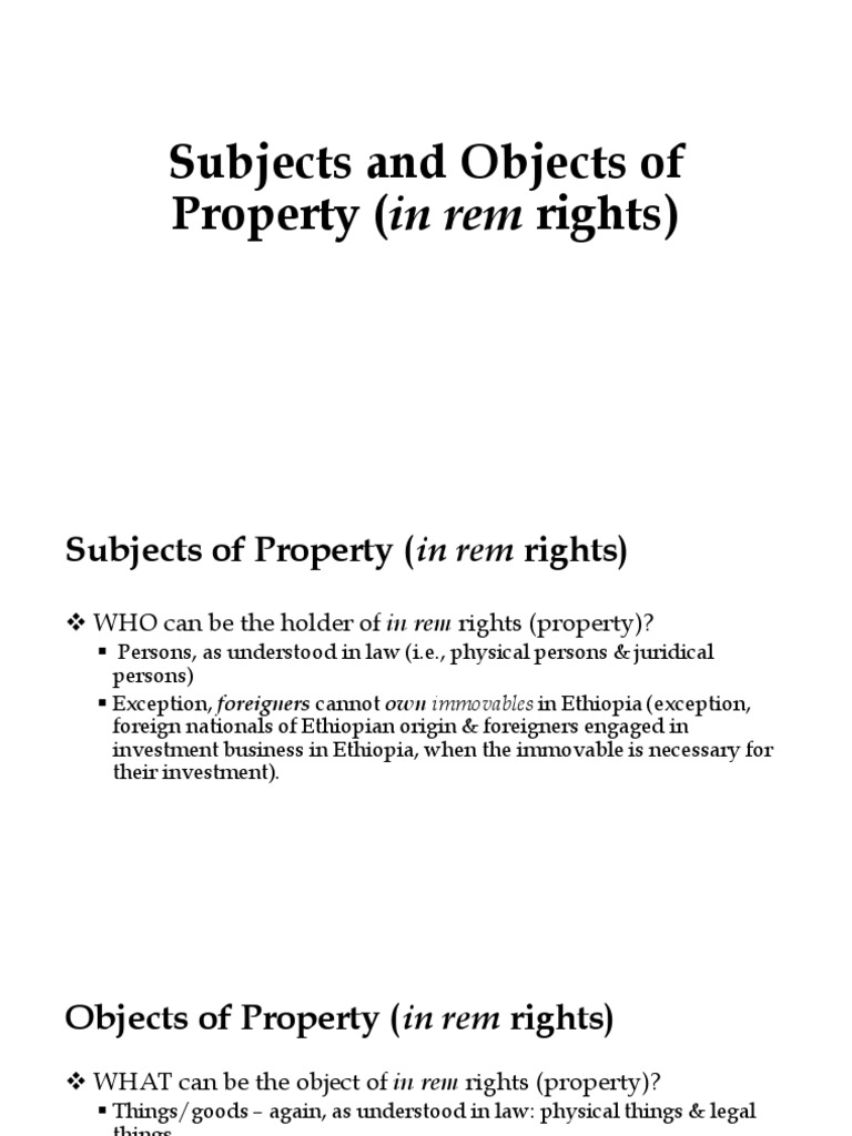 Subjects and Objects of Property | PDF