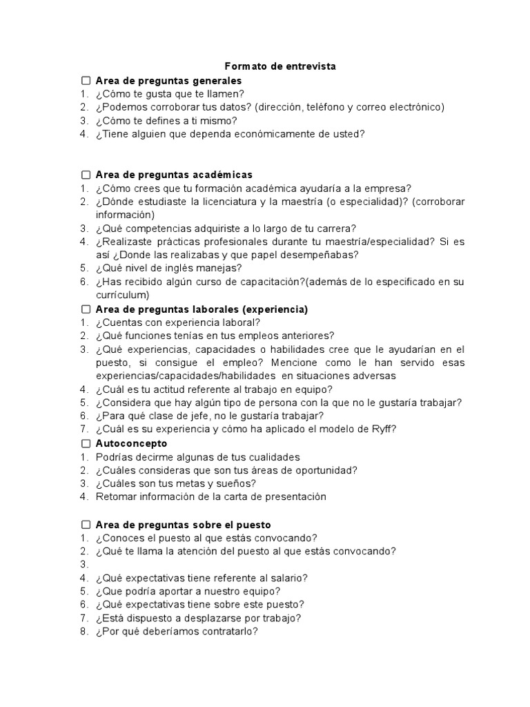 Formato de Entrevista | PDF