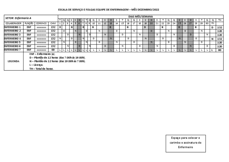Resumo Da Aula Modelo de Escala de Serviço de Enfermagem | PDF | Enfermagem Resumo Da Aula Modelo de Escala de Serviço de Enfermagem | PDF | Enfermagem