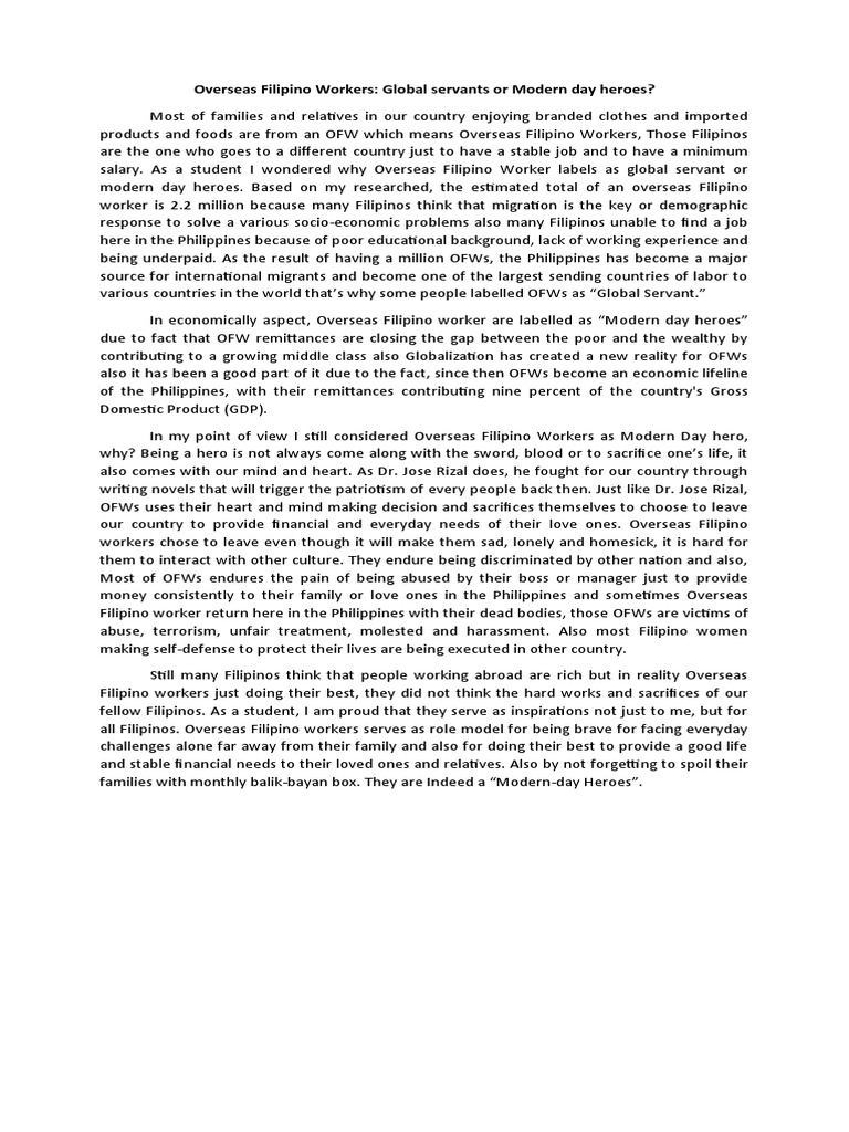 Overseas Filipino Workers | PDF | Human Migration | Economies