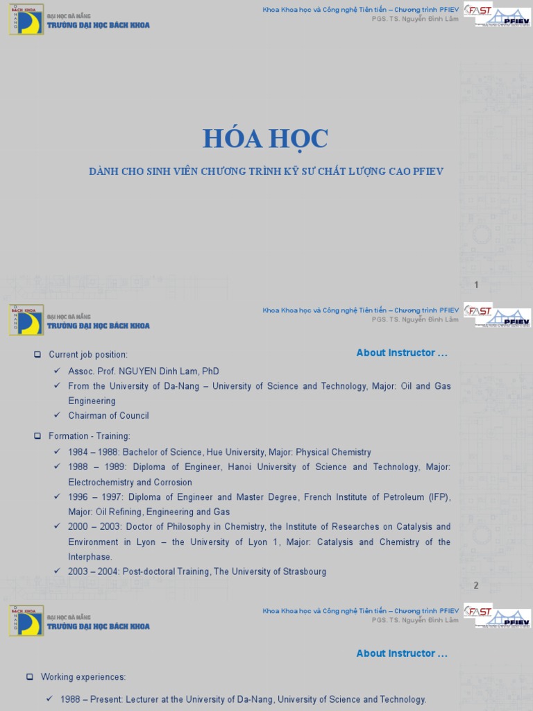Bai Giang Hoa Hoc PFIEV-Chuong 1 | PDF