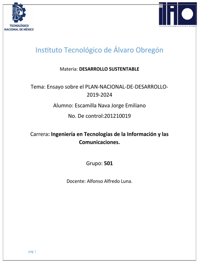 Plantilla de Trabajos de Investigación Instituto Tecnológico de Álvaro Obregón | PDF | México ...