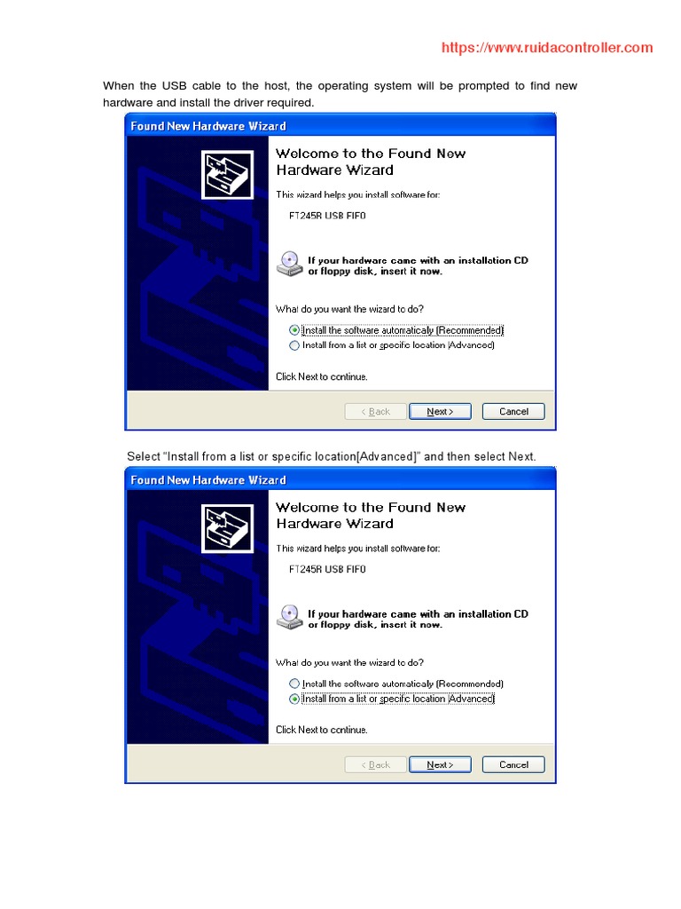 Step-by-step instructions for installing USB drivers for the Ruida ...