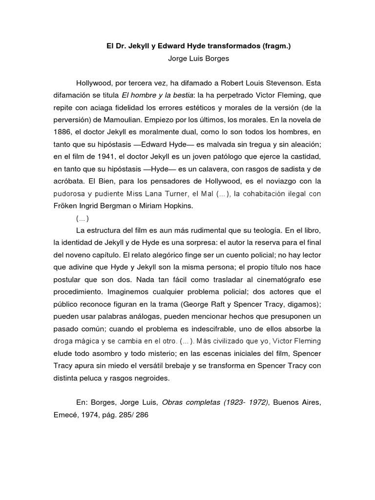 Análisis crítico de Jorge Luis Borges sobre la adaptación ...