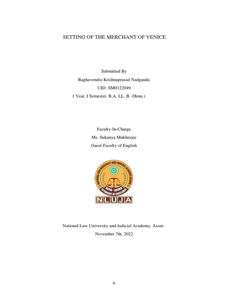 SETTING OF MERCHANT OF VENICEThe proposed title "SETTING OF MERCHANT OF ...