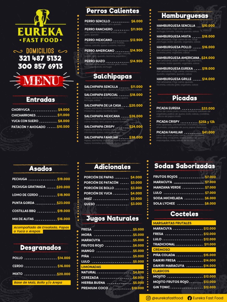 Menu Eureka | PDF | Hamburguesas | Pancho