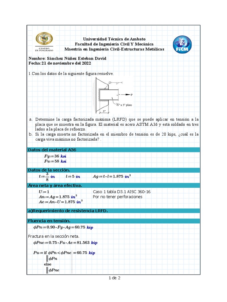 Deber N1 | PDF | Fractura | Ingeniería