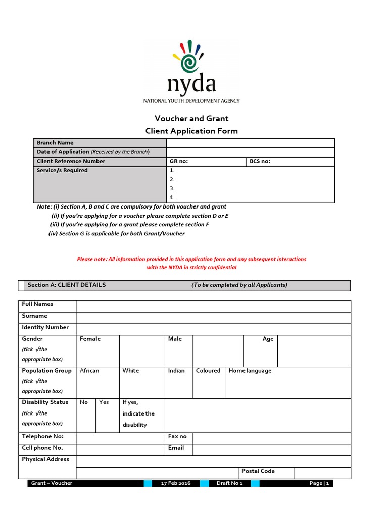 NYDA Grant and Voucher Application Form | PDF | Business | Ownership