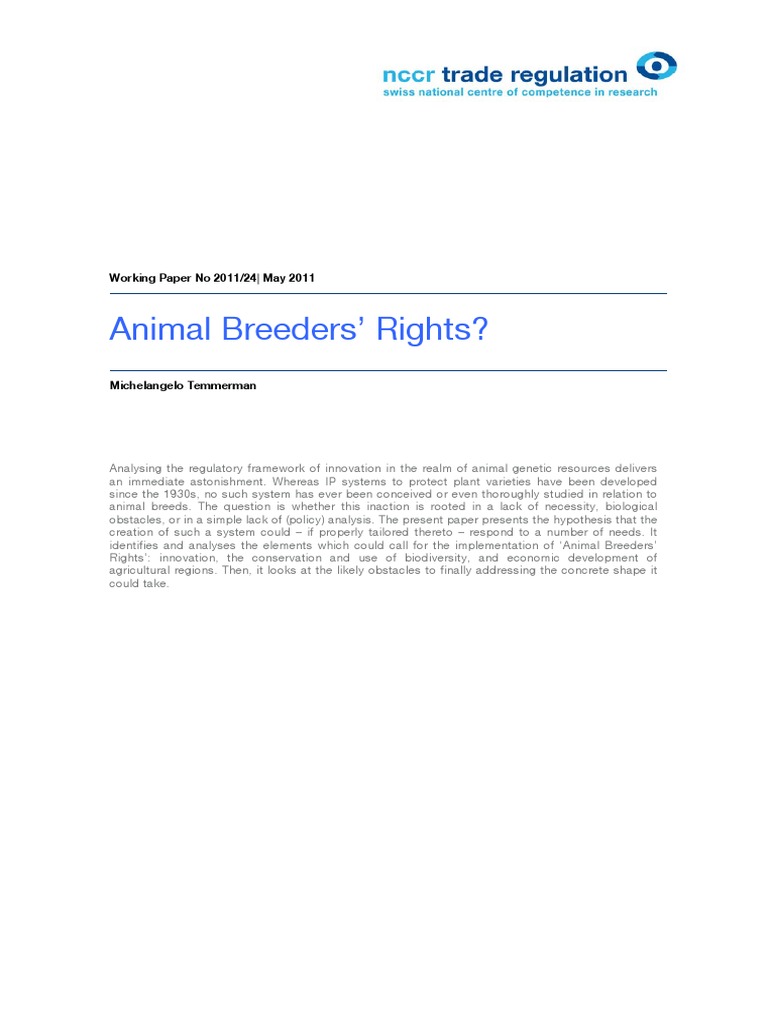 Innovation in Animal Genetics: Analyzing the Case for Establishing ...