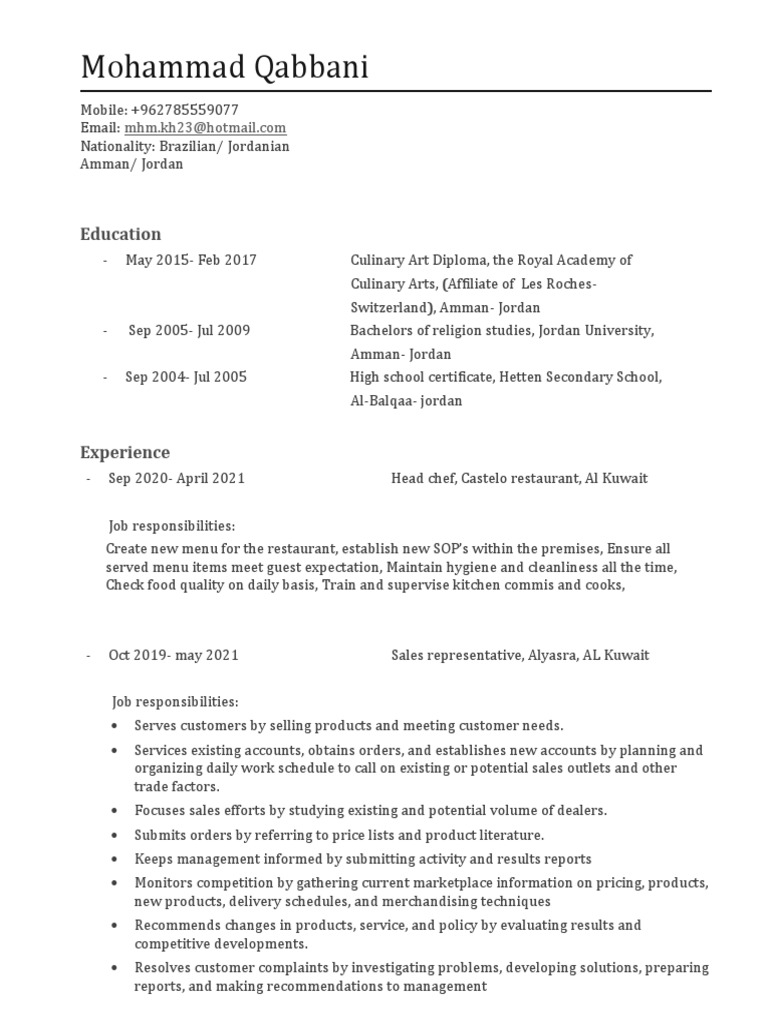 Mohammad Qabbani CV 2021 | PDF