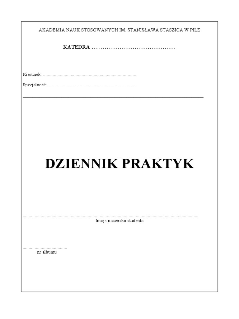Dziennik Praktyk W Wersji Elektronicznej 2022-23 | PDF