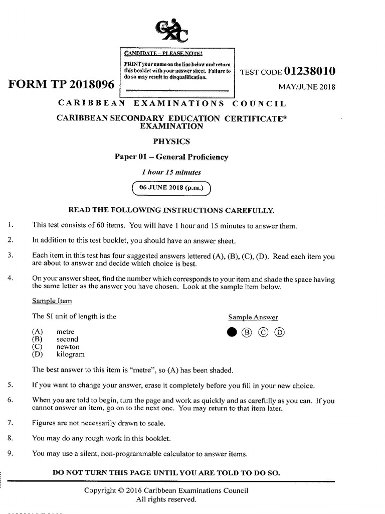 June 2018 p1 Answers | PDF