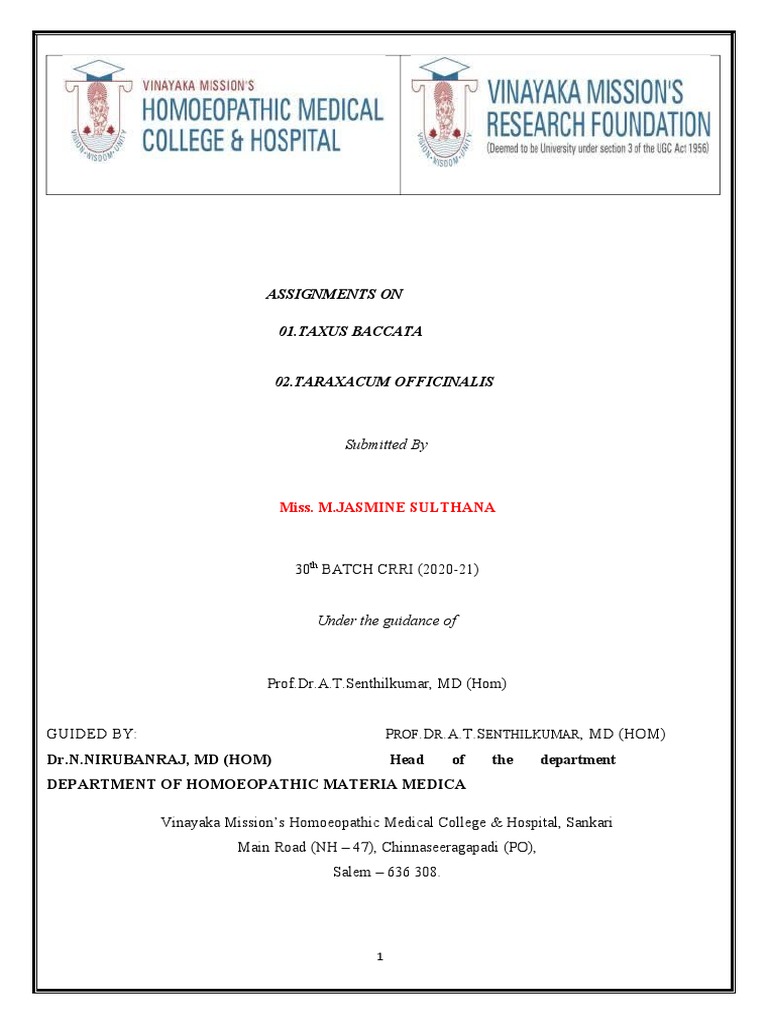 Materia Medica Assignment | PDF | Thorax