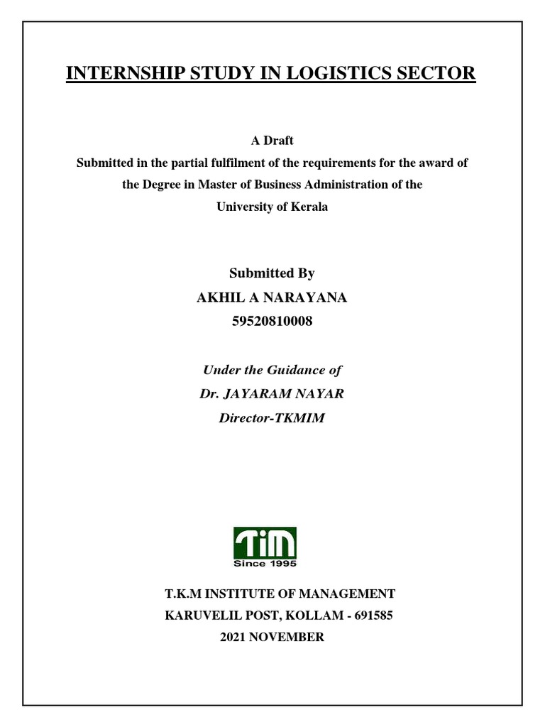 Internship Report | PDF | Logistics | Supply Chain