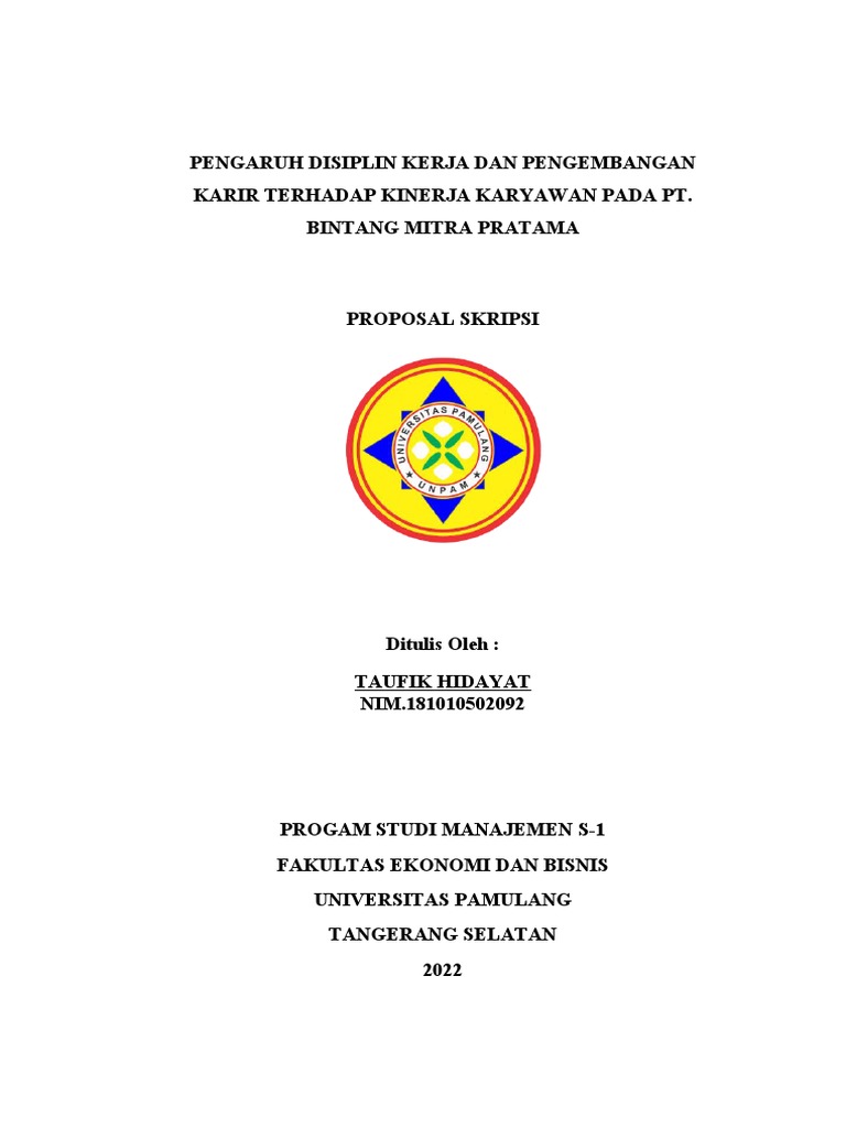 Proposal Skripsi Pengaruh Disiplin Kerja Dan Pengembangan Karir ...
