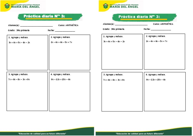 Practica Diaria 3 - Nociones de Algebra | PDF