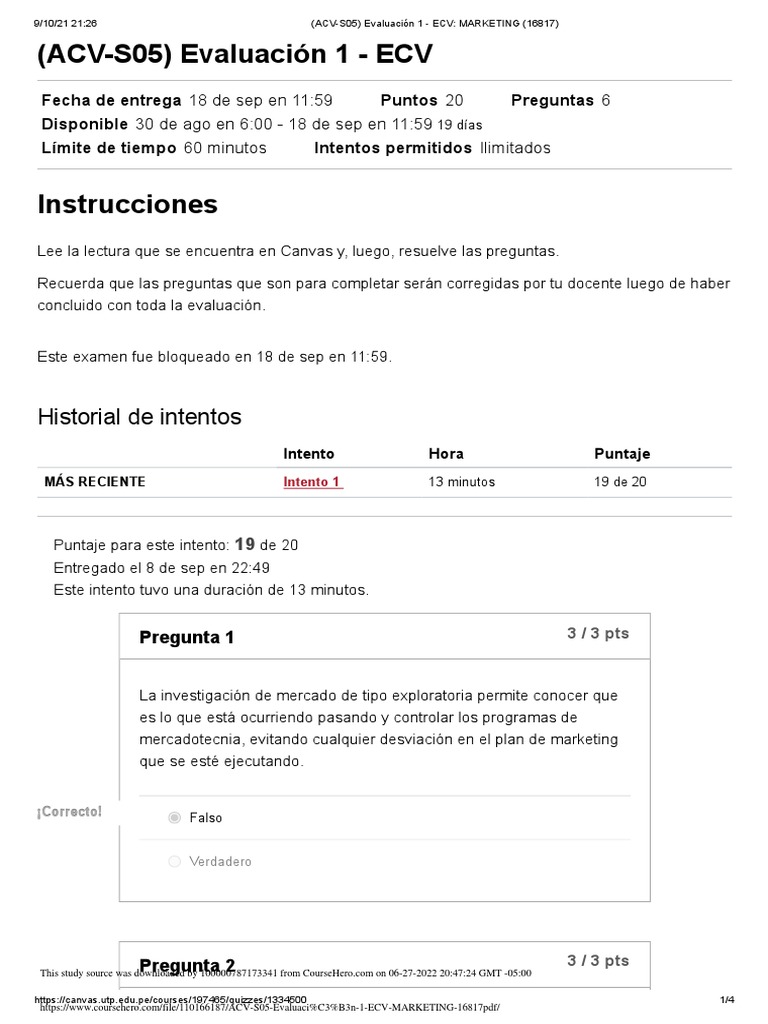 Acv s05 Evaluaci N 1 Ecv Marketing 16817 PDF | PDF | Marketing | Investigación de mercado