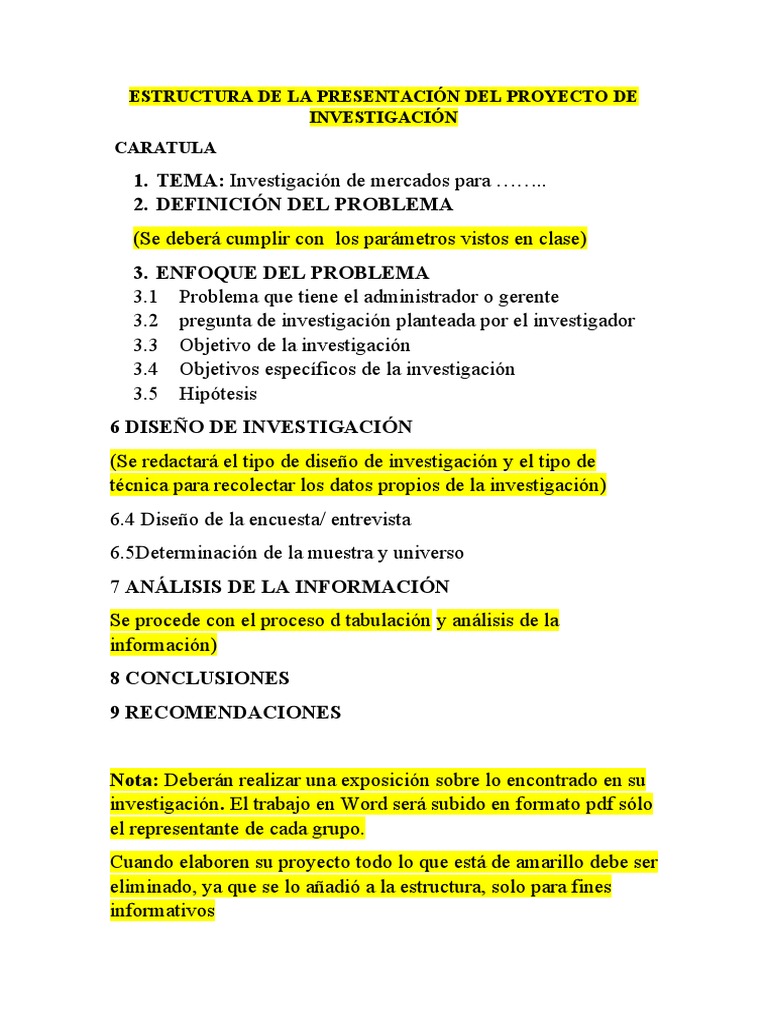 Estructura Proyecto de Investigación | PDF