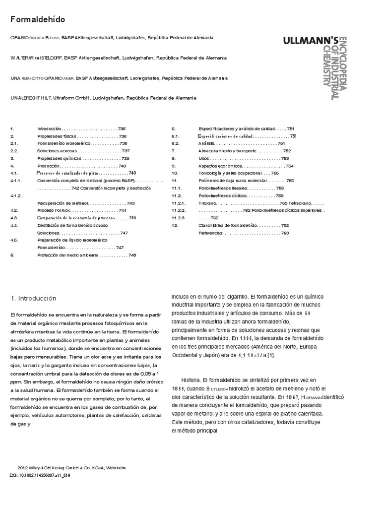T11 Formaldehyde - En.es | PDF | Formaldehído | Metano