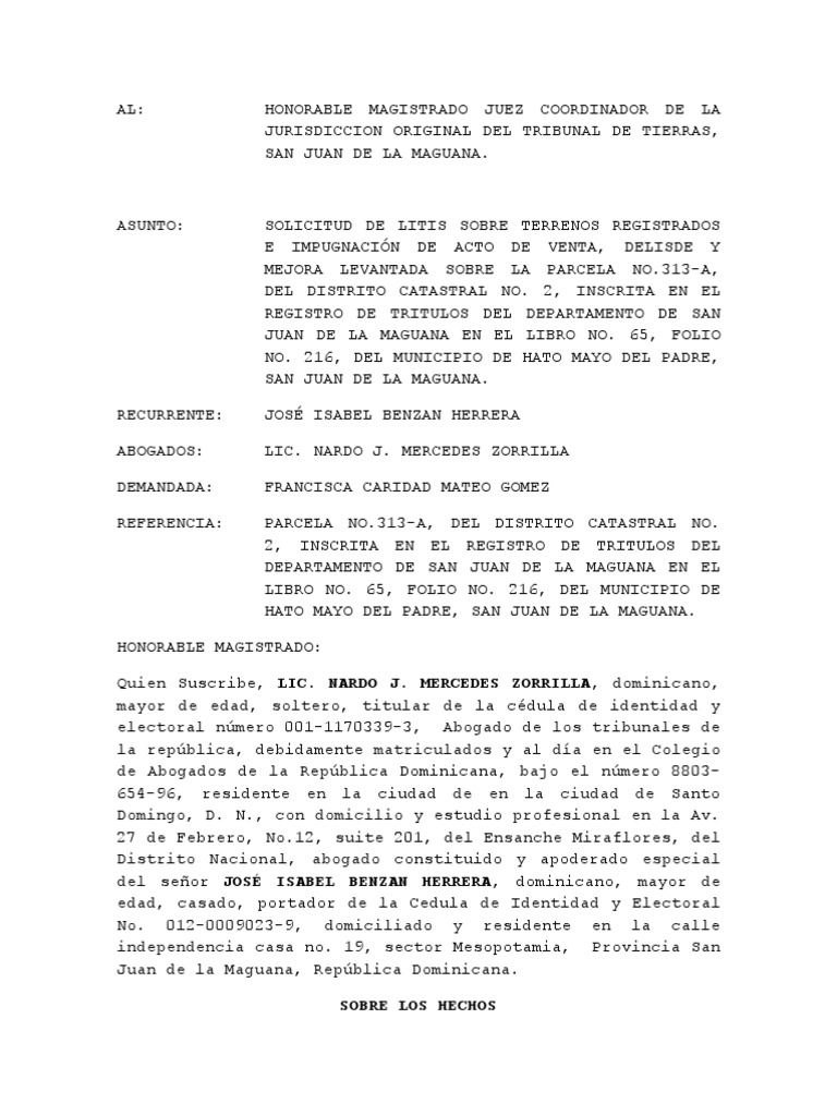 Litis sobre Terrenos en San Juan de la Maguana | PDF | Sentencia (ley) | República Dominicana