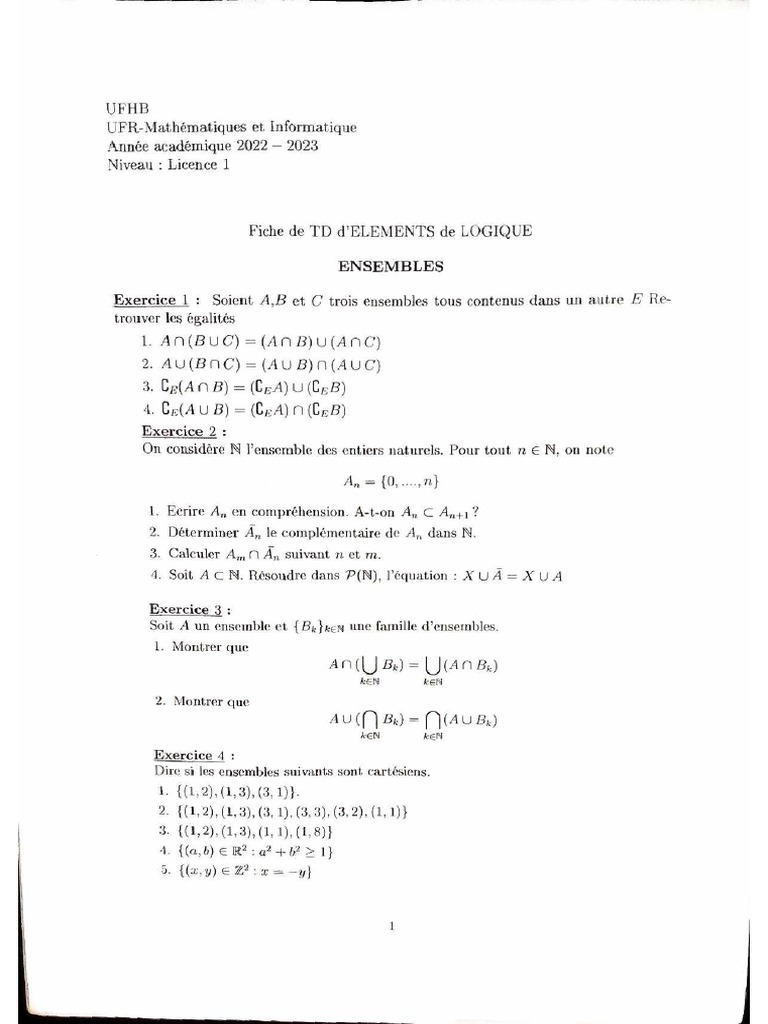 TD Logique L1 2 | PDF