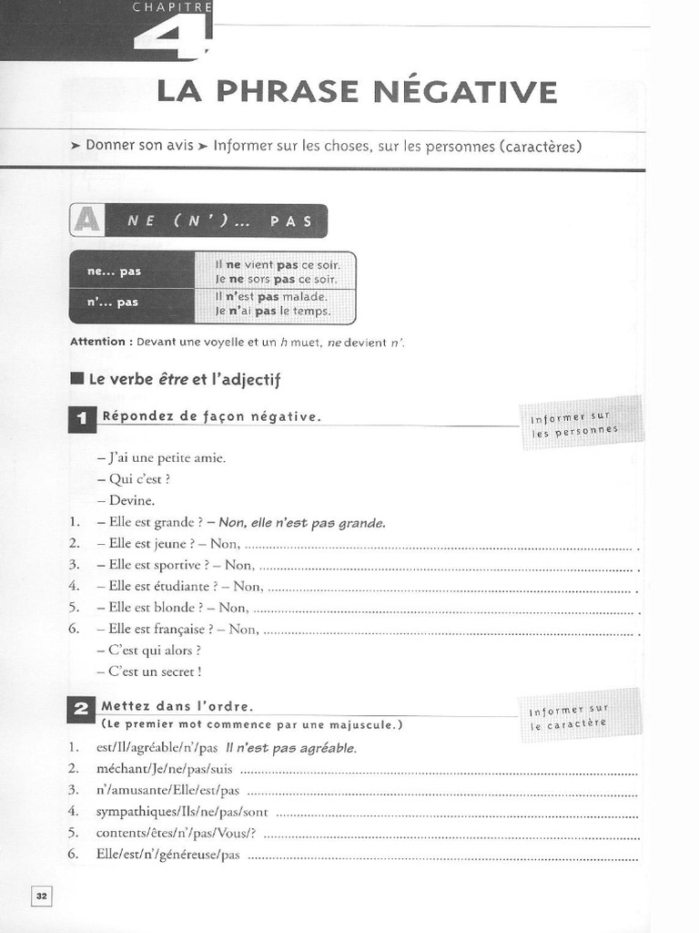 Phrase Négative Et Futur Proche | PDF