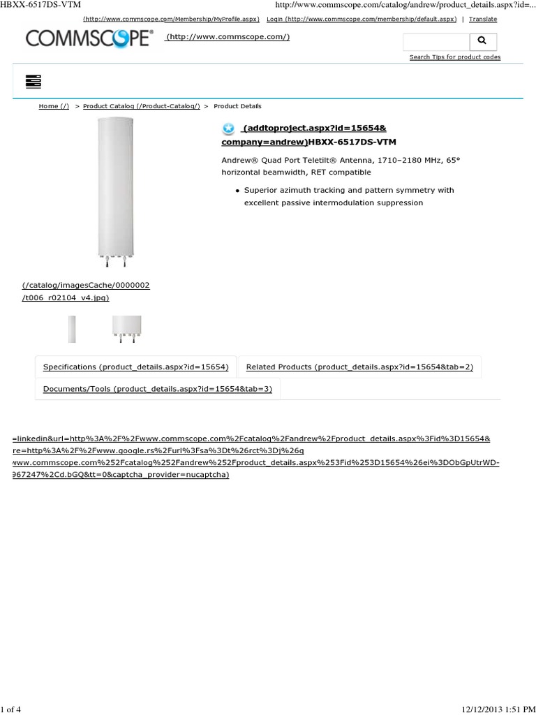 HBXX 6517DS VTM | PDF | Antenna (Radio) | Electrical Engineering