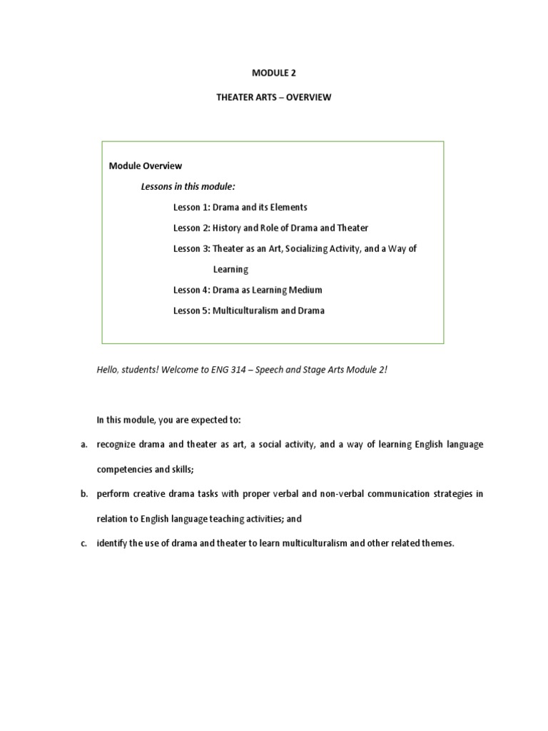 Module 2 Stage Arts | PDF