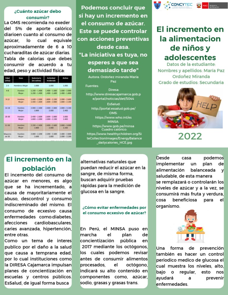 Triptico Eureka Cyt | PDF | Azúcar | Dieta y nutrición