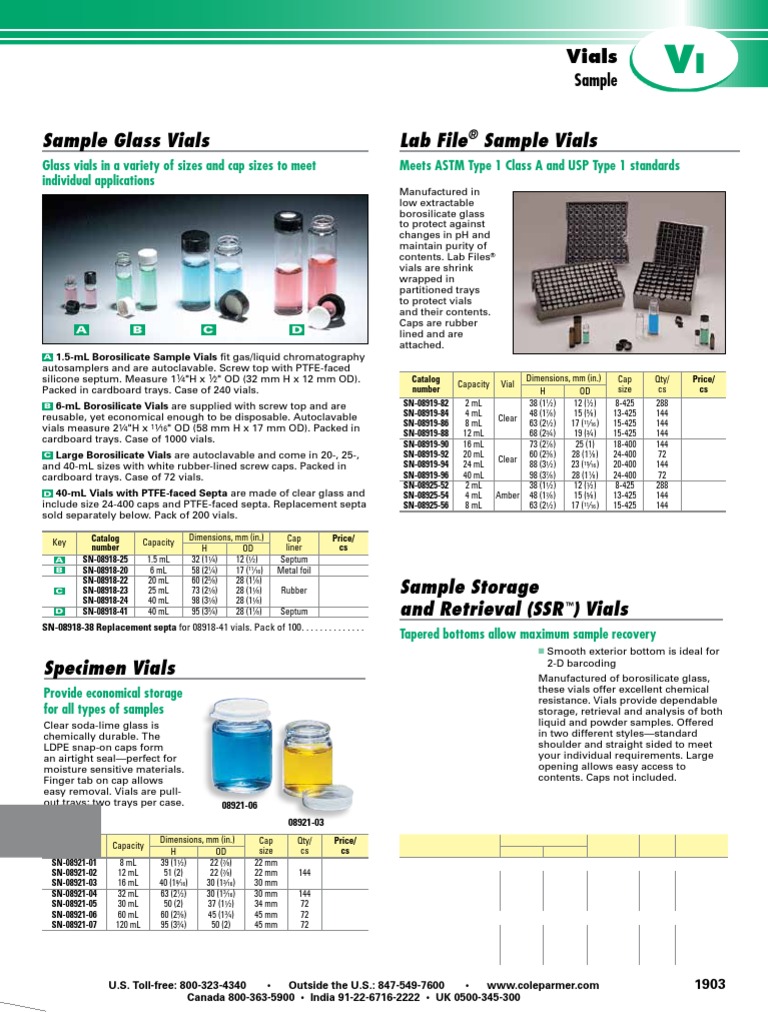Sample Glass Vials Lab File Sample Vials | PDF | Chemistry | Materials