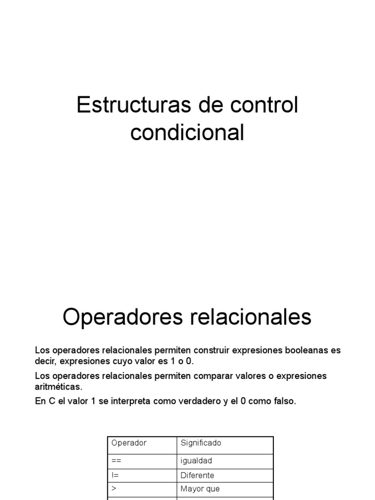 Introducción a las estructuras de control condicionales en C ...
