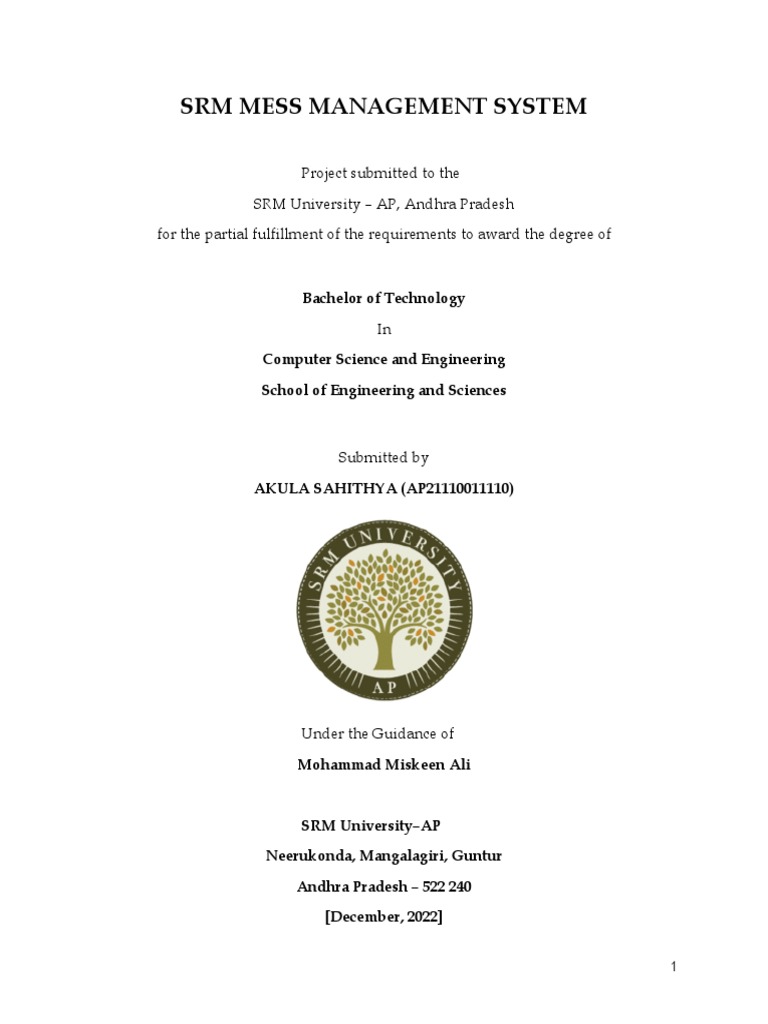 SRM Mess Management System | PDF | Graphical User Interfaces | Computer ...