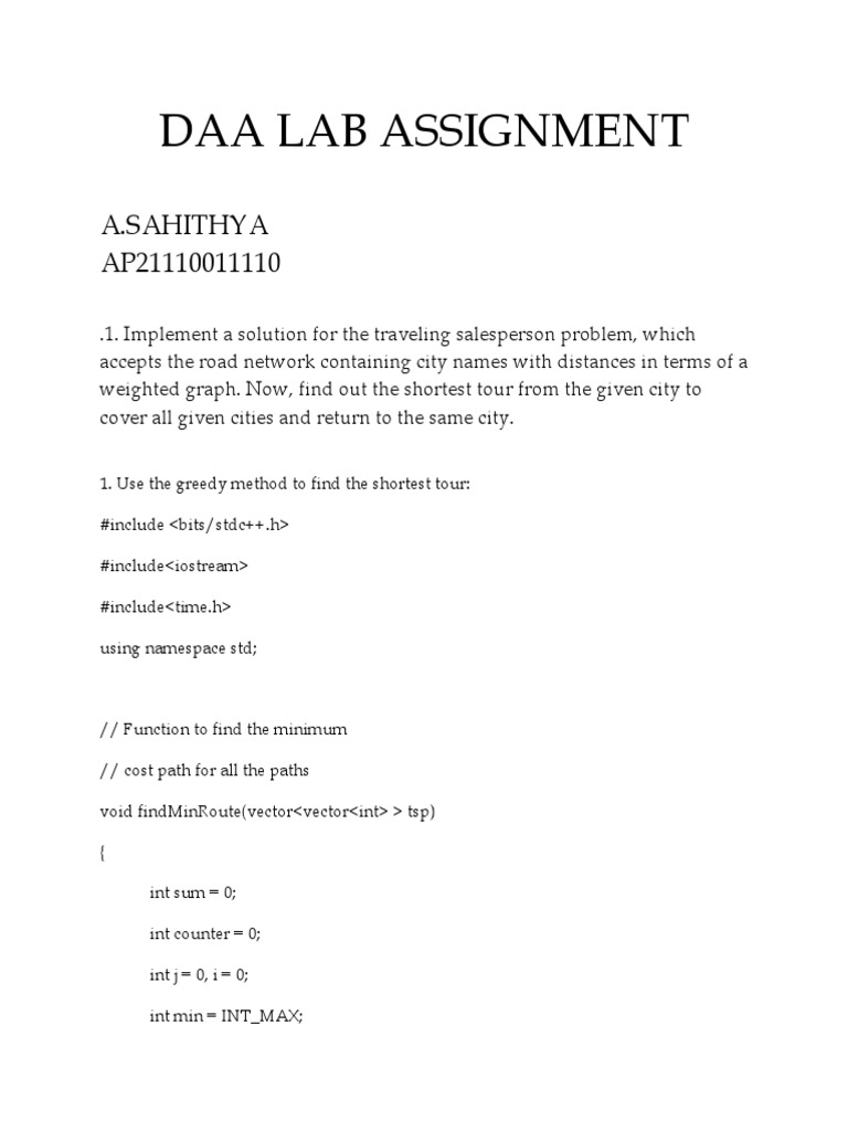 TSP Da Assignment | PDF | Dynamic Programming | Mathematical Relations TSP Da Assignment | PDF | Dynamic Programming | Mathematical Relations