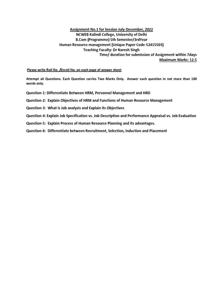 HRM Assignment: Key Concepts & Processes | PDF | Self-Improvement