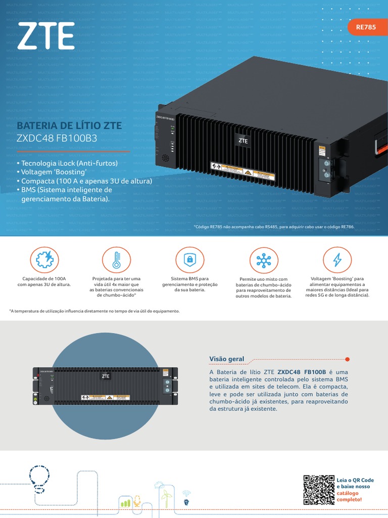 Bateria de lítio ZTE ZXDC48 FB100B3: Uma solução compacta e inteligente ...