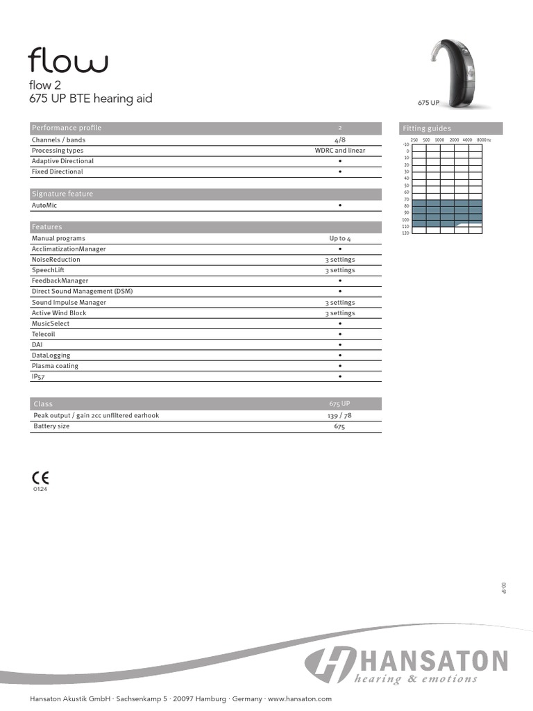 Hansaton 675 UP BTE Hearing Aid Specs | PDF | Decibel | Electromagnetic ...