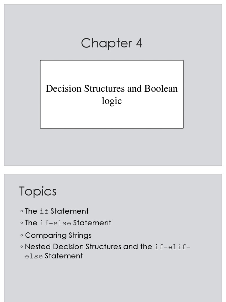 CE100 - Chapter 4 - Decision Structures and Boolean Logic | PDF ... CE100 - Chapter 4 - Decision Structures and Boolean Logic | PDF ...