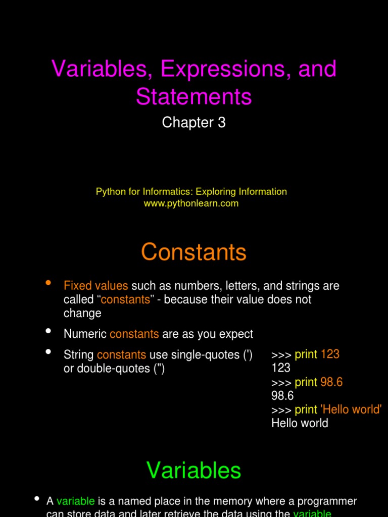 CE100 - Chapter 3 - Operators (Expressions, Data Types and Variables ...