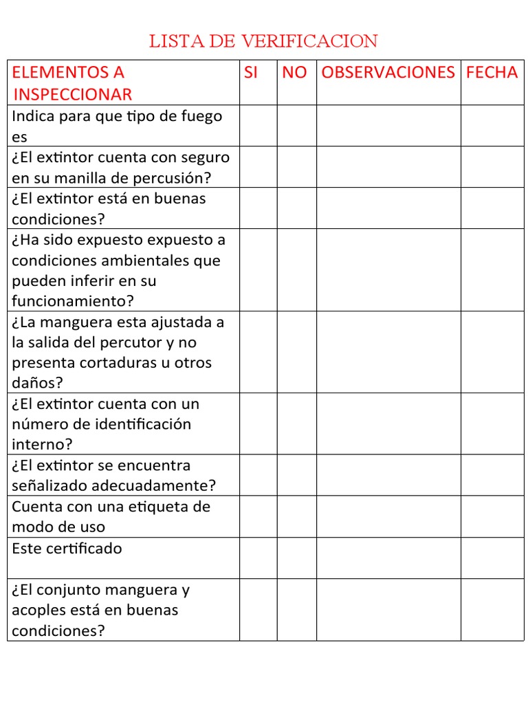 Lista de Verificacion | PDF