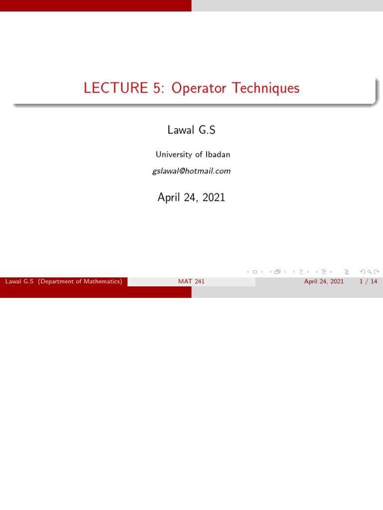 Operator D Technique | PDF | Mathematical Objects | Mathematics