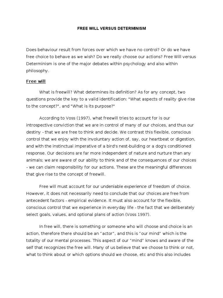 Free Will vs Determinism Debate | PDF