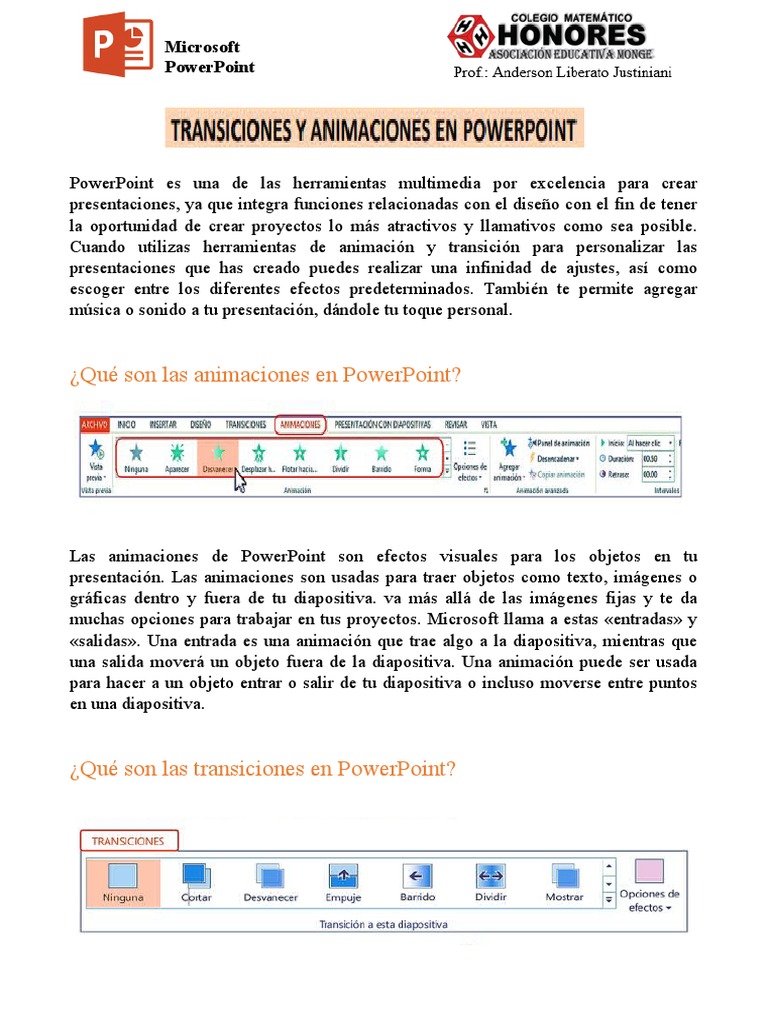 CLASE N°27 5to (Transiciones y Animaciones en PowerPoint) | PDF | Microsoft PowerPoint | Software