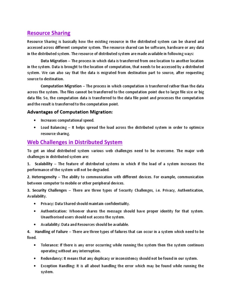 Resource Sharing & Model of DS | PDF | Client–Server Model | Server ...