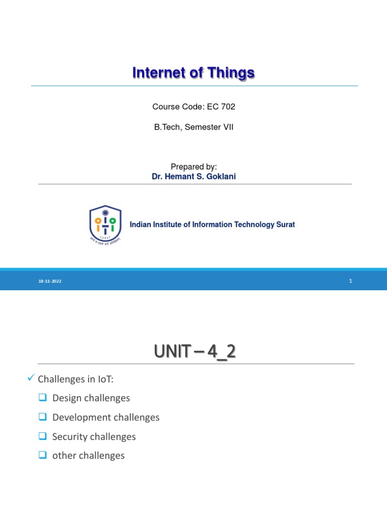 UNIT 4 - 2 - Challenges in IoT | PDF | Internet Of Things | Computer Security