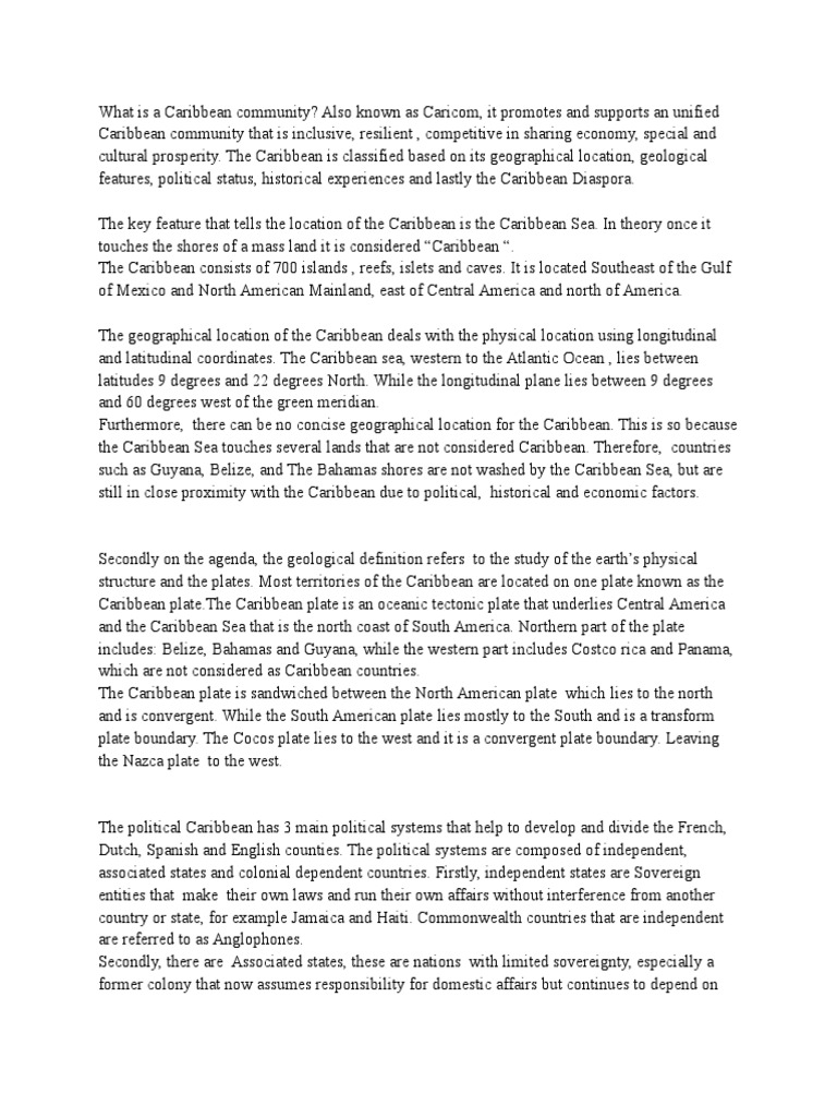 Caribbean Studies Essay | PDF | Caribbean | Lesser Antilles