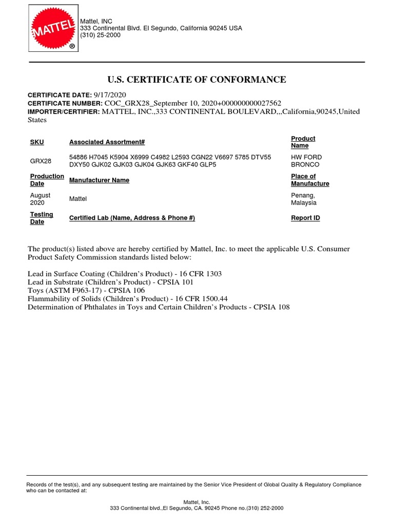 CPSC HW Ford Bronco | PDF